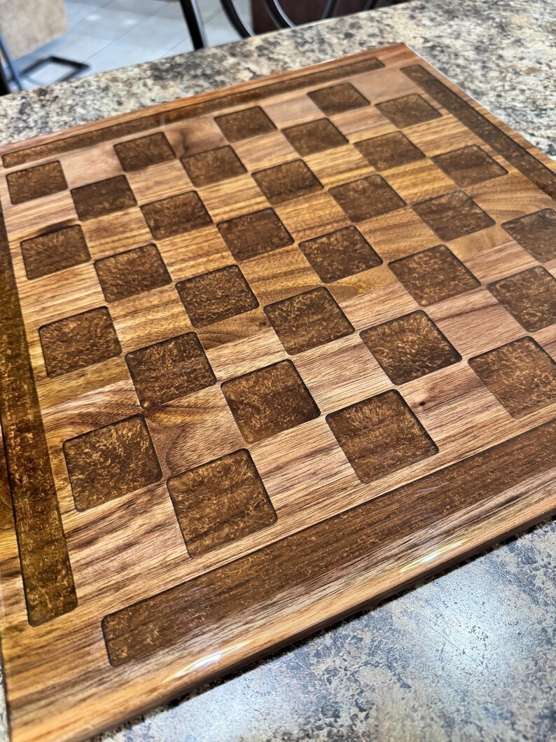 Checkerboard - Custom CNC Carved With Epoxy Inlay - Etsy