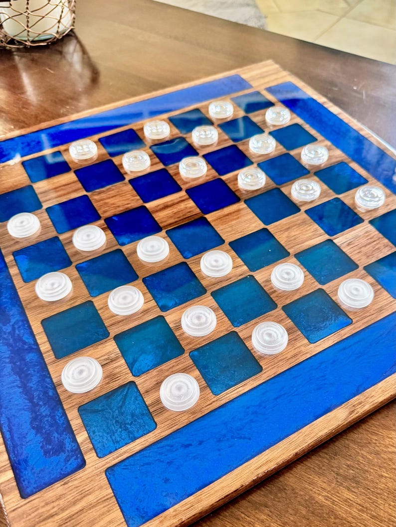 Checkerboard - Custom CNC Carved With Epoxy Inlay - Etsy