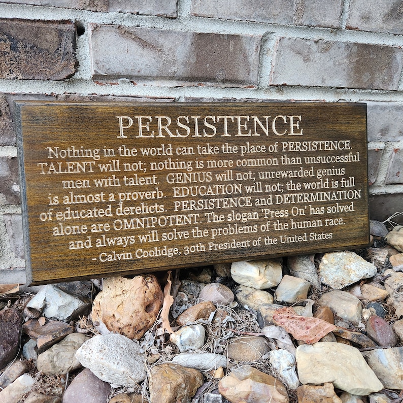 Persistence Quote Wooden Plaque - Etsy
