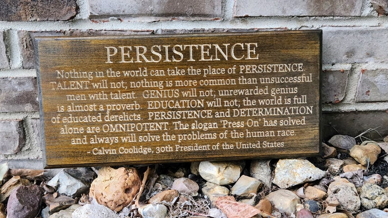 Persistence Quote Wooden Plaque - Etsy