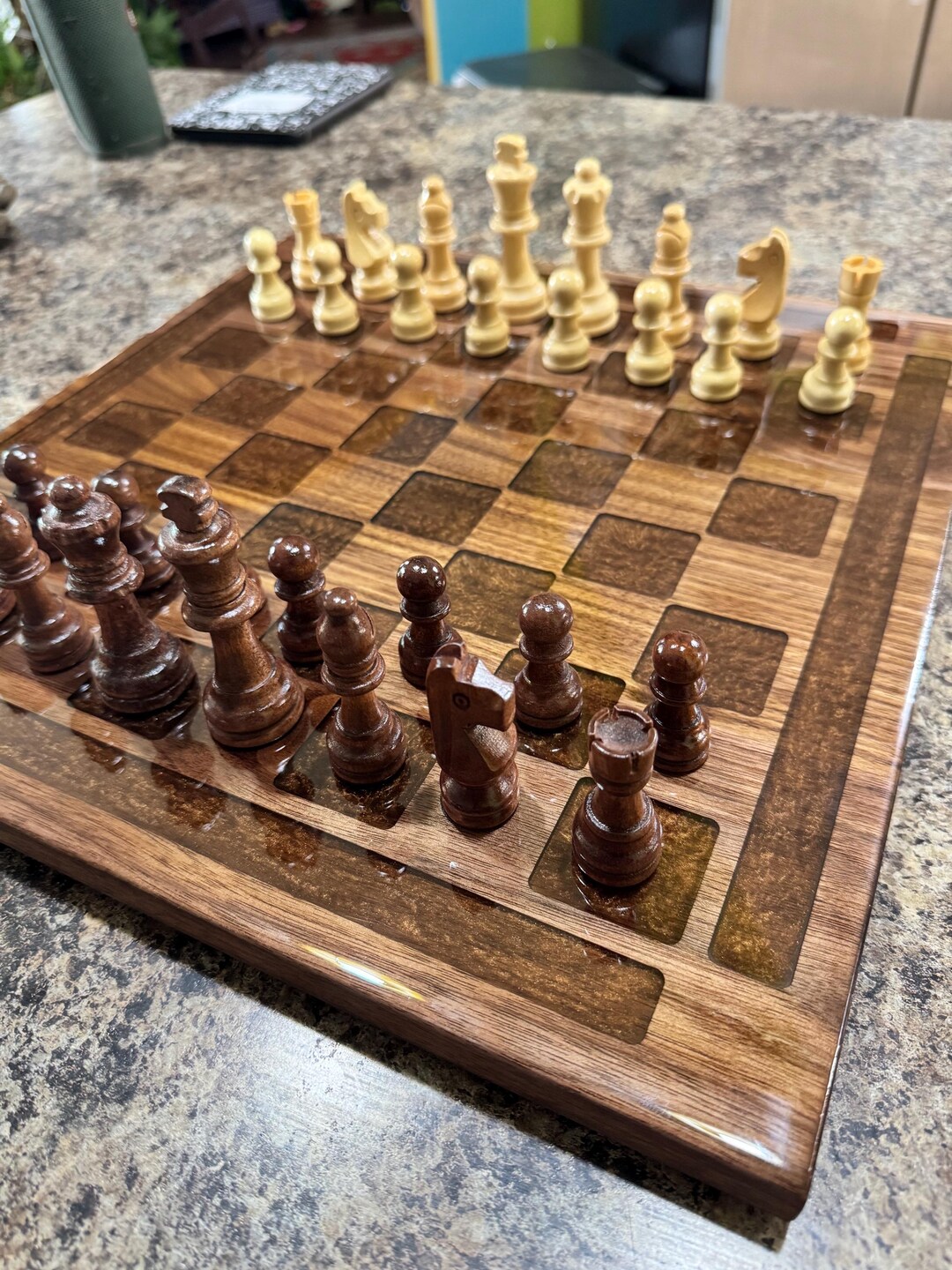 Checkerboard - Custom CNC Carved With Epoxy Inlay - Etsy