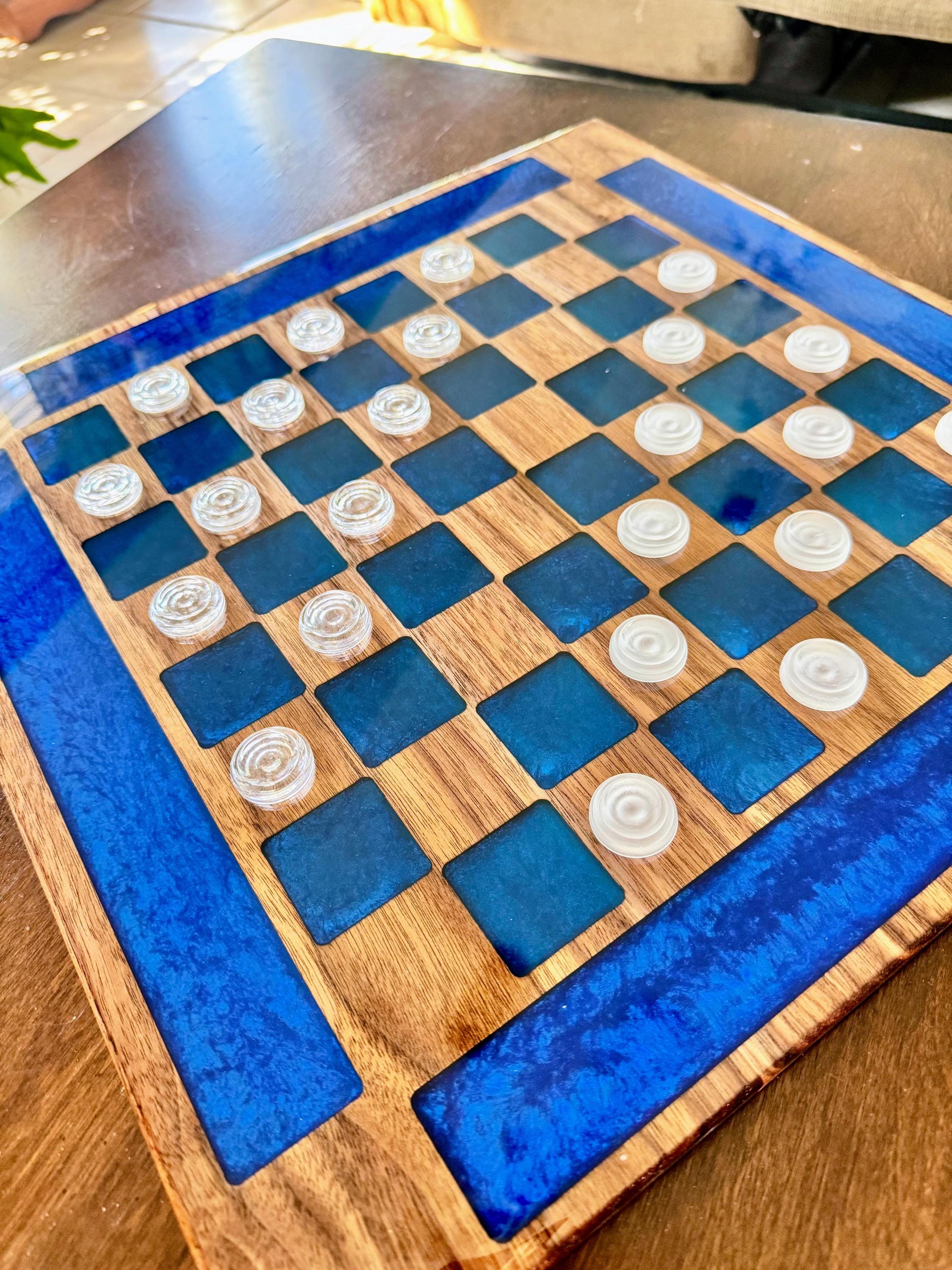 Checkerboard - Custom CNC Carved With Epoxy Inlay - Etsy