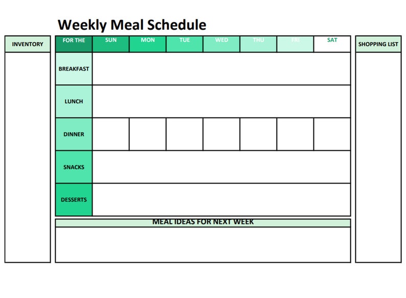 Meal Planning Spreadsheet Printable google Sheets Version - Etsy