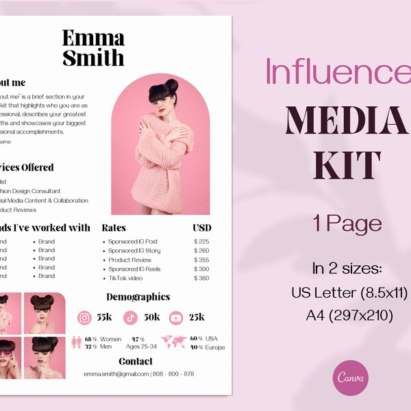 Influencer Social Media Template - Etsy