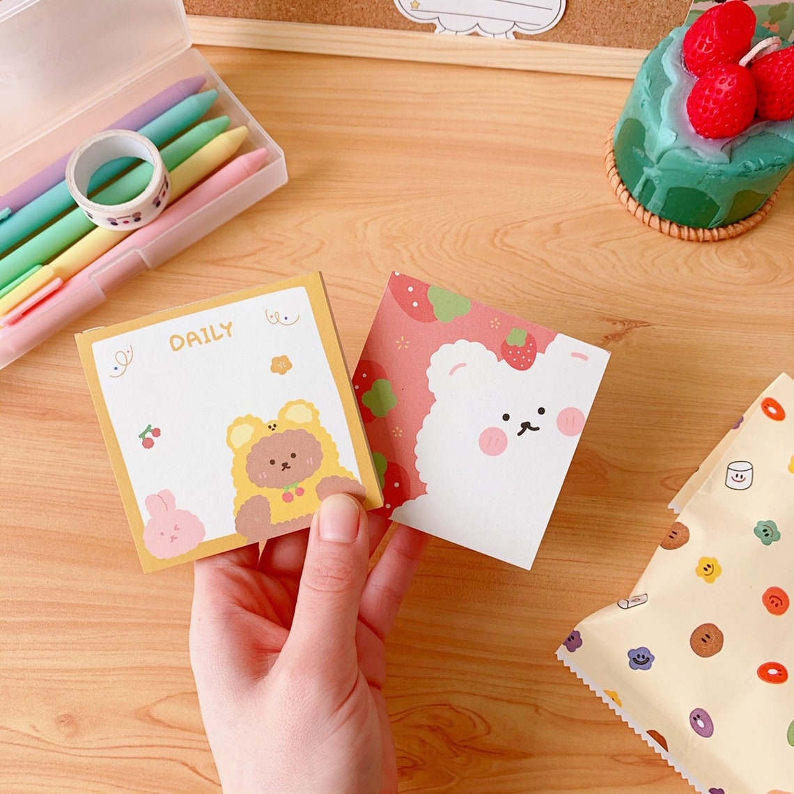 Cute Pad Cartoon Memo Pad Non-sticky Notes Pad Writing Pads Cute Bears ...