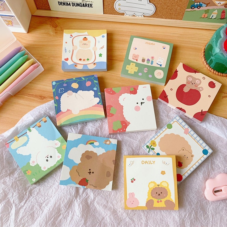 Cute Pad Cartoon Memo Pad Non-sticky Notes Pad Writing Pads Cute Bears ...