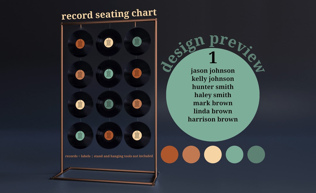 Seating Chart Vinyl Sticker Decal for Record Wedding Guestbook Musical ...