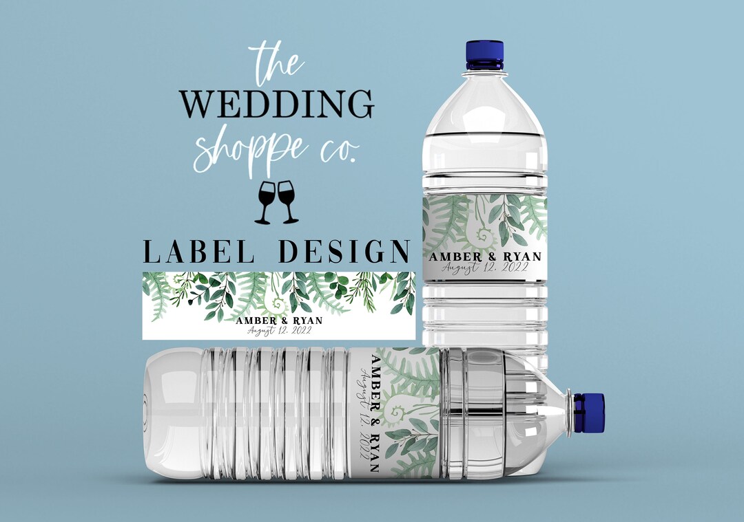 Greenery | Custom Waterbottle Label Wraps | Wedding Water Wraps ...