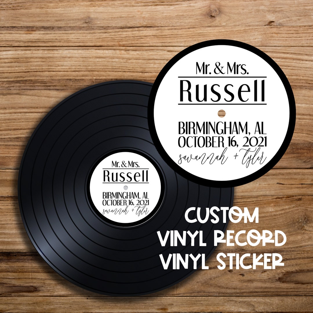 Custom Vinyl Record Sticker for Wedding Guest Book | Personalized ...