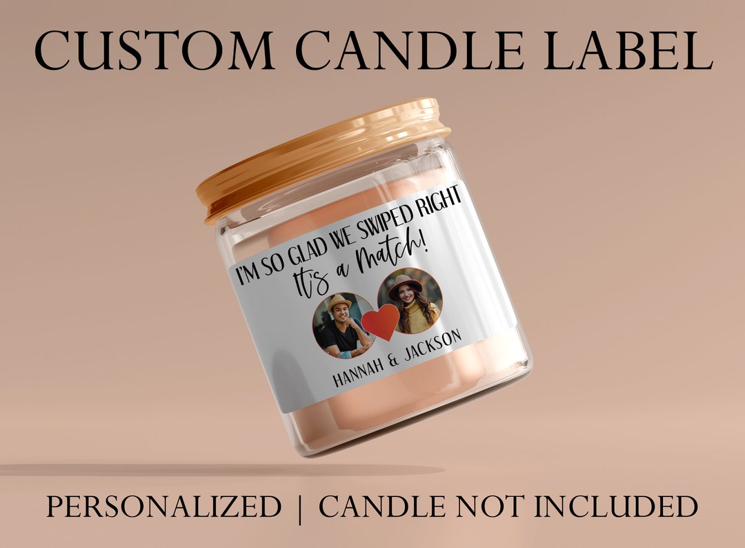 Custom Tinder Couple Gift Candle Label | Personalized Custom Candle ...