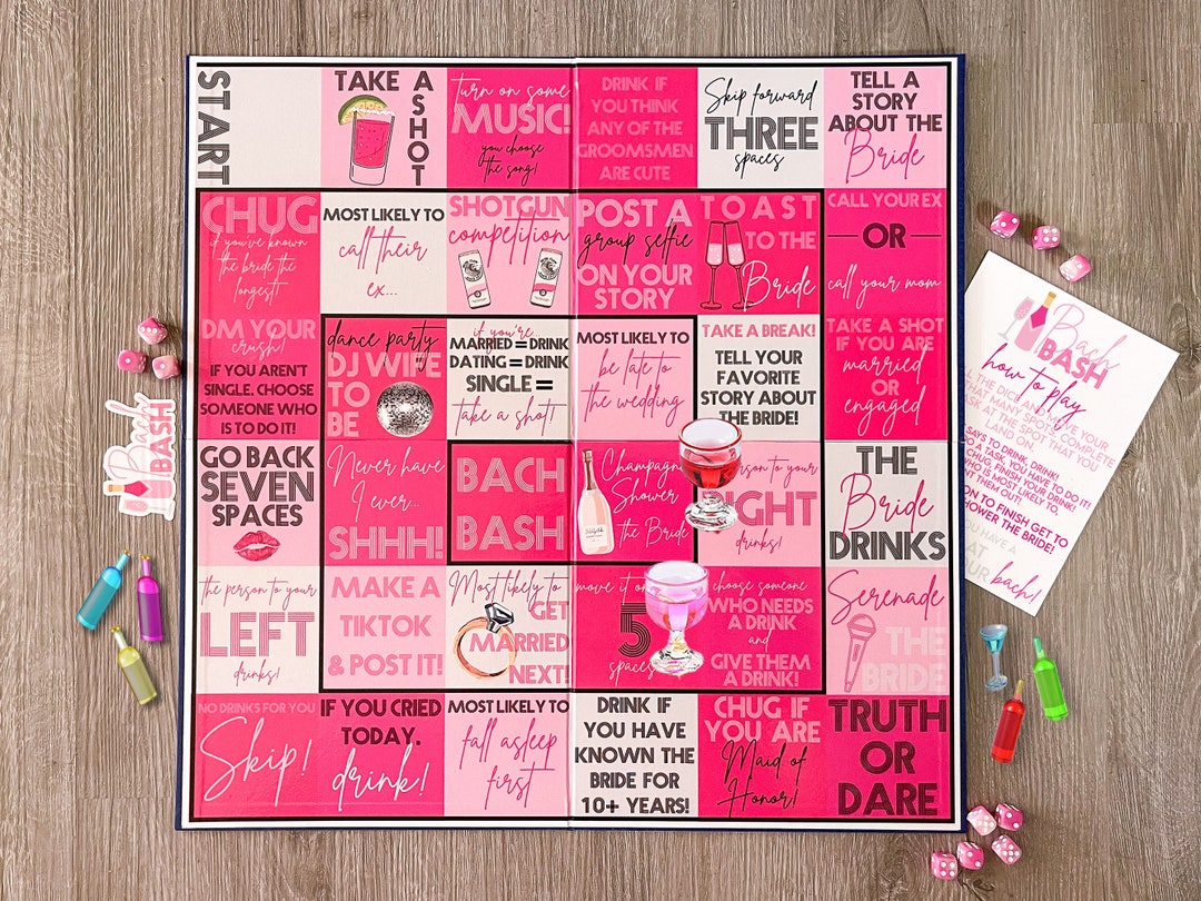 BACH BASH | Bachelorette Party Board Game | Bachelorette Drinking Board ...