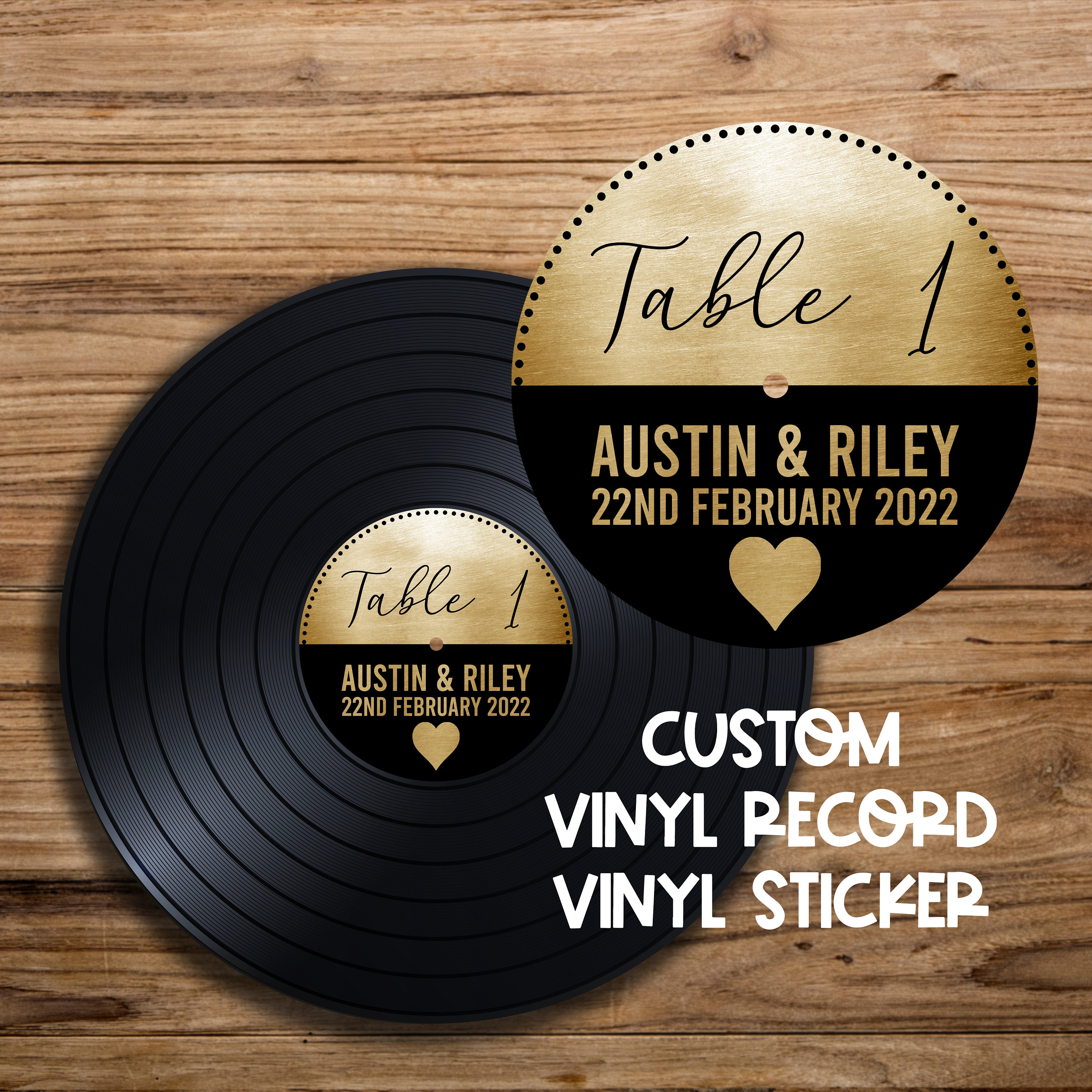 Faux Metallic Gold Record Sticker for Wedding Table Numbers - Etsy