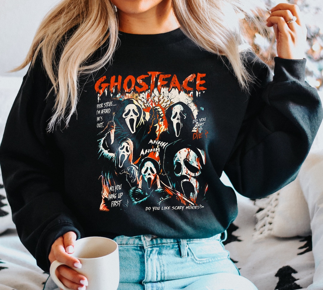 Ghost Face Halloween Sweatshirt, Ghost Face Lover Shirt, Halloween Ghostface Tshirt, Spooky ...