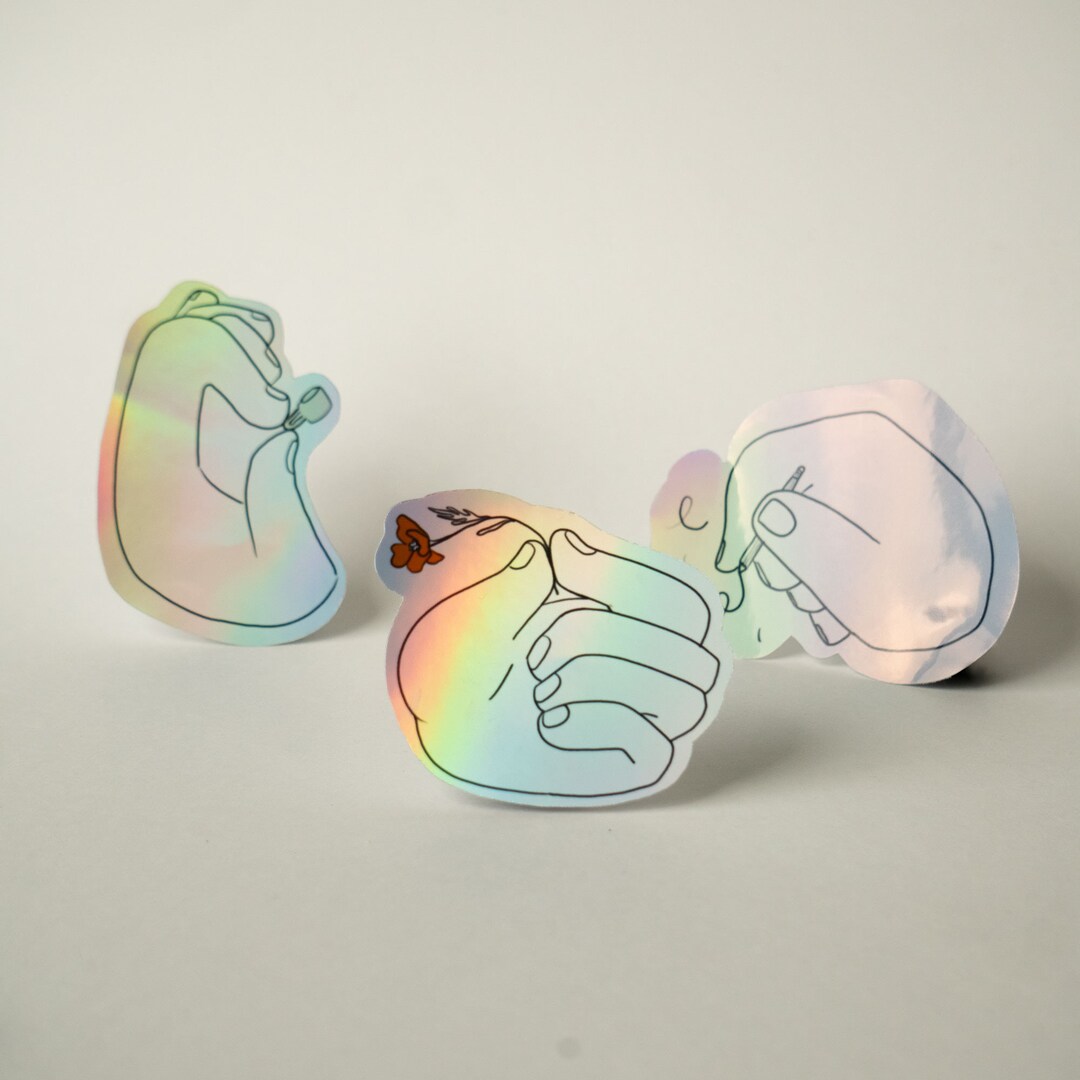 Hands Holding Things Holographic Sticker Pack - Etsy