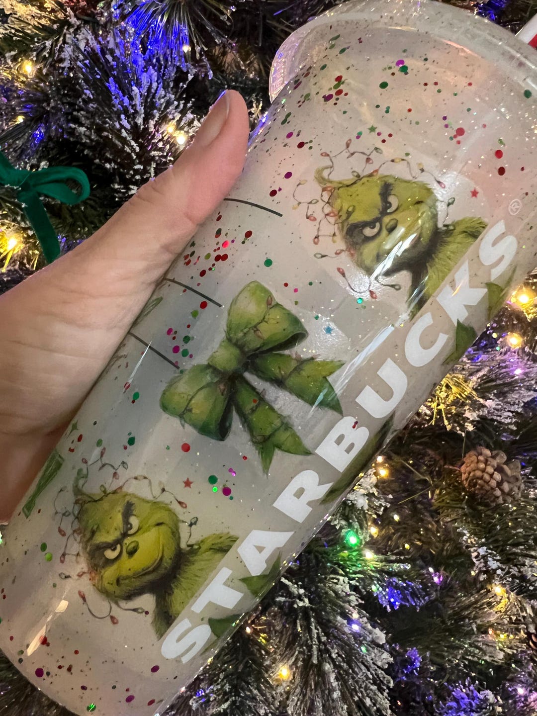 Grinch University Color Change Holiday Glitter 24oz Reusable Cold Cup ...
