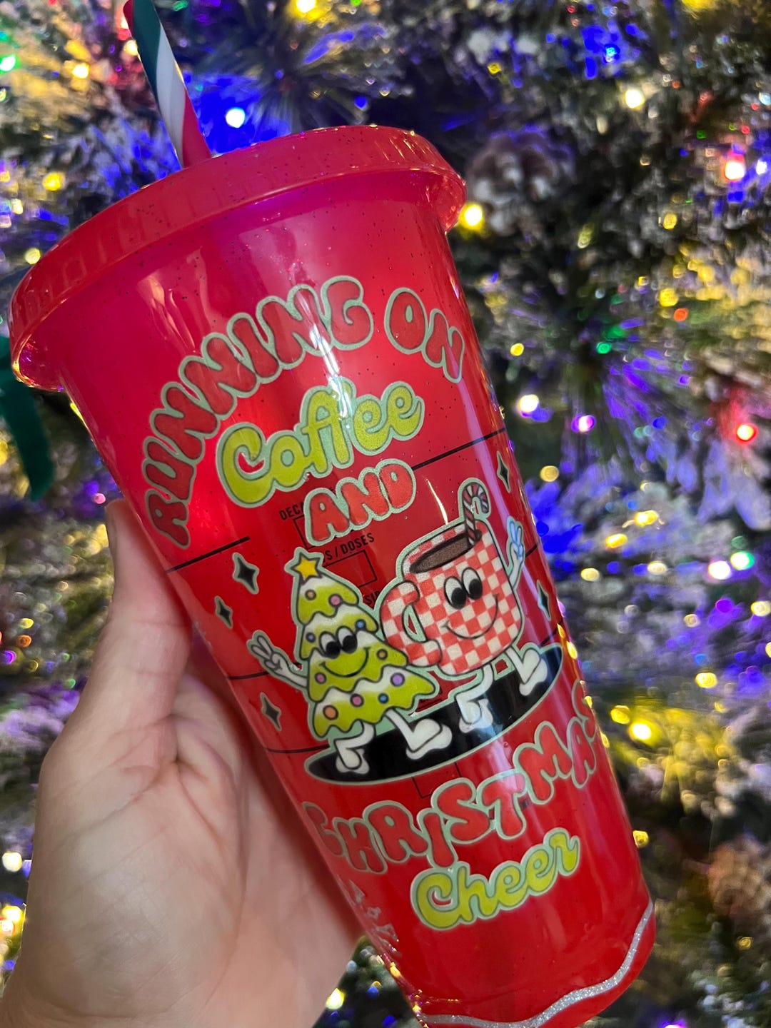 Coffee & Christmas Cheer Glitter Cold Cup - Epoxy Sealed 24oz - Etsy