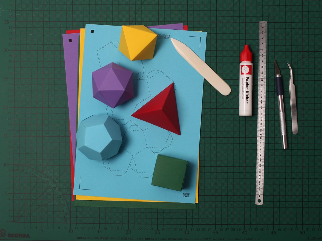 Platonic Solids 3D DIY Paper Model - Geometric Shapes for Christmas ...
