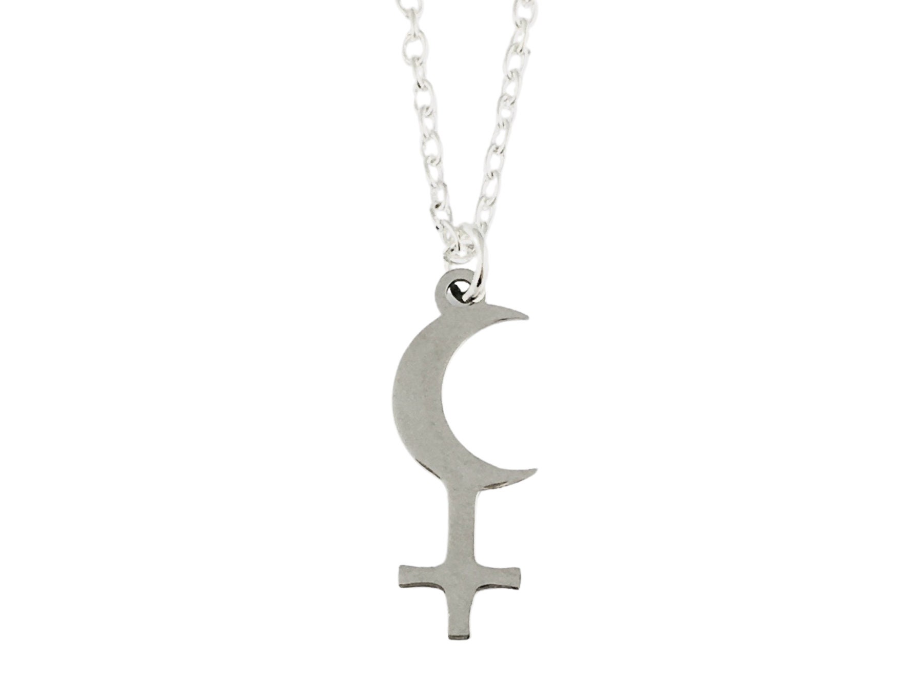 Lilith Necklace, Crescent Moon Pendant, Feminist Necklace, Gothic ...