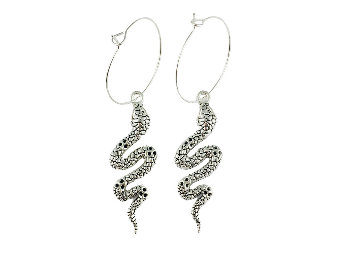 Snake Hoop Earrings, Gothic Earrings, Witchcraft Jewelry, Emo Hoops ...