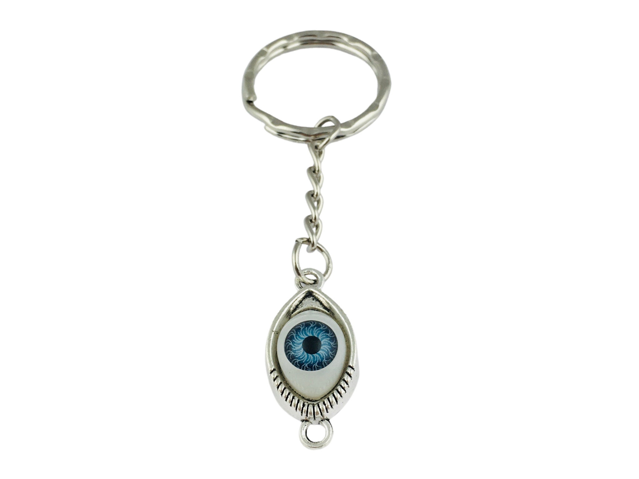 Blue Evil Eye Keychain, Eyeball Keyring, Protection Charm, Doll Eye Bag ...