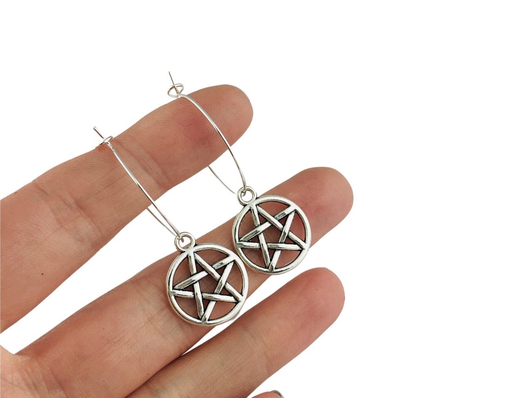 Pentacle Hoop Earrings, Pentagram Hoops, Gothic Jewelry, Wiccan ...