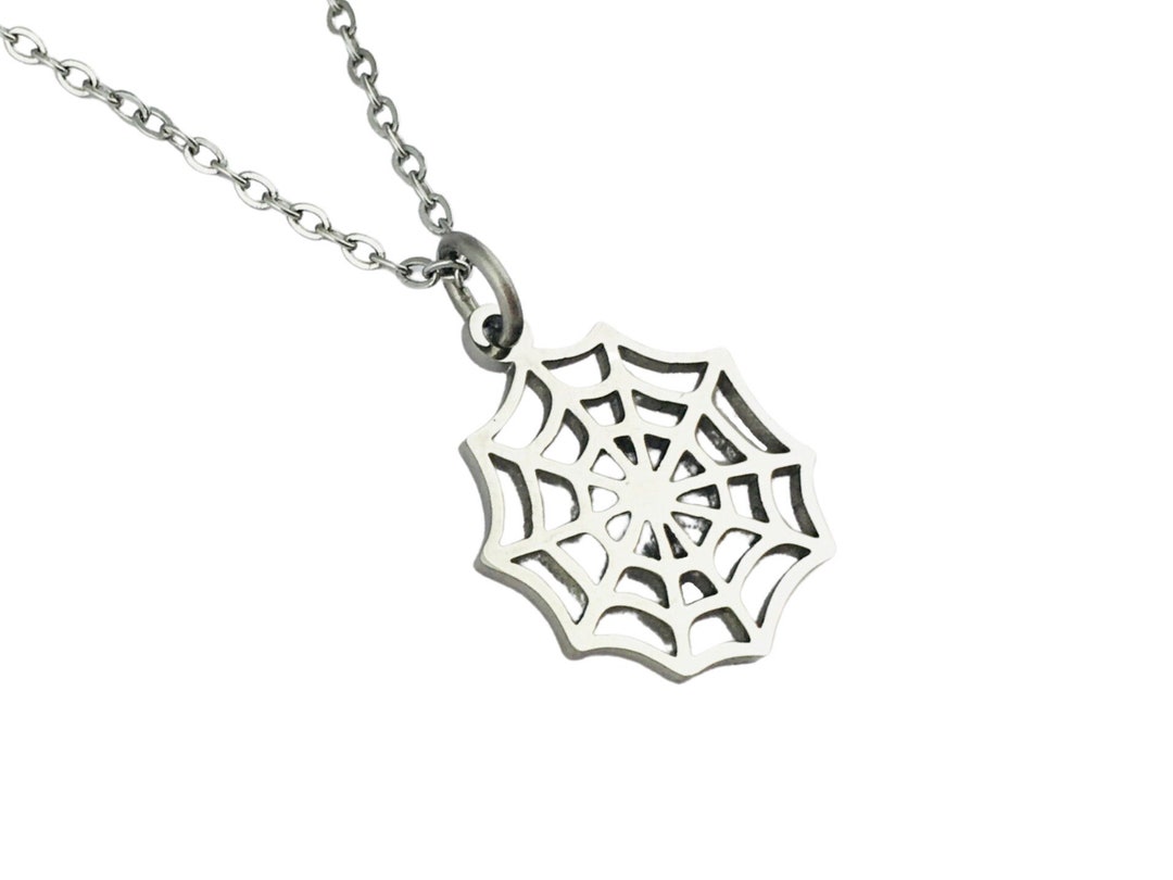 Stainless Steel Spider Web Necklace, Spiderweb Jewelry, Cobweb Necklace ...