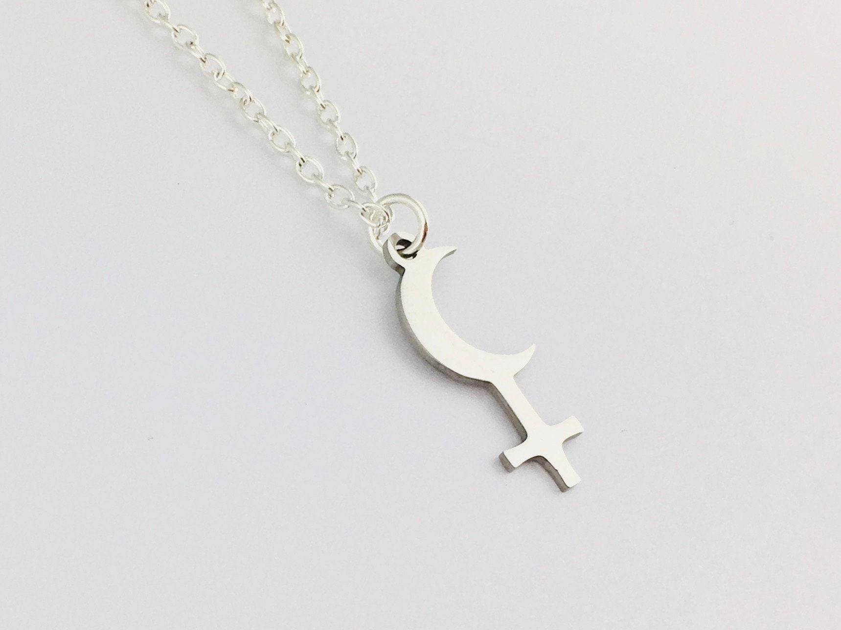 Lilith Necklace Crescent Moon Pendant Feminist Necklace - Etsy