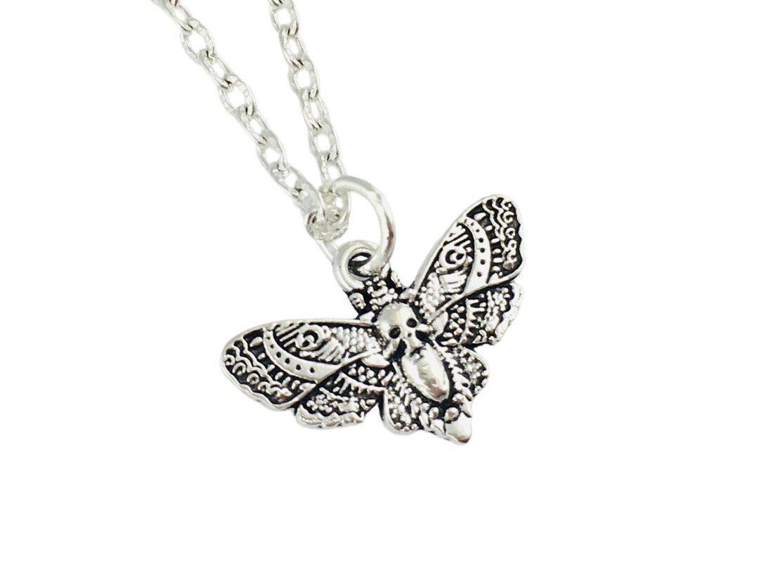Dainty Moth Necklace, Death's Head Hawkmoth, Gothic Jewellery, Dark ...