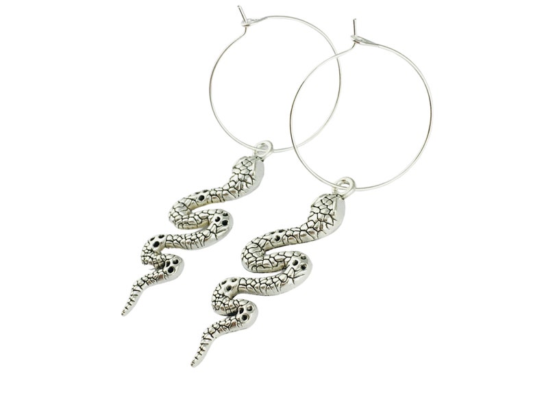 Snake Hoop Earrings, Gothic Earrings, Witchcraft Jewelry, Emo Hoops ...
