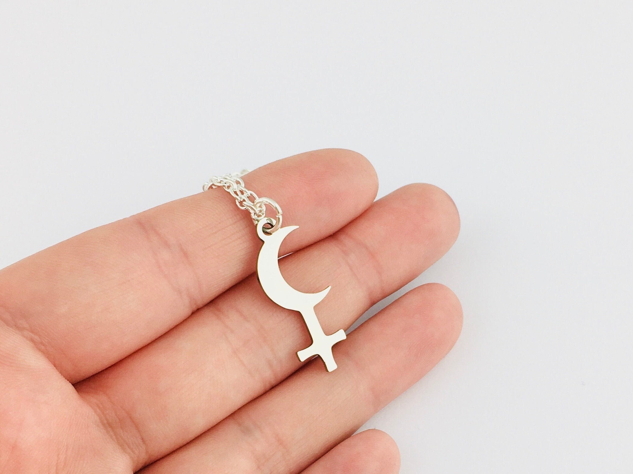 Lilith Necklace, Crescent Moon Pendant, Feminist Necklace, Gothic ...