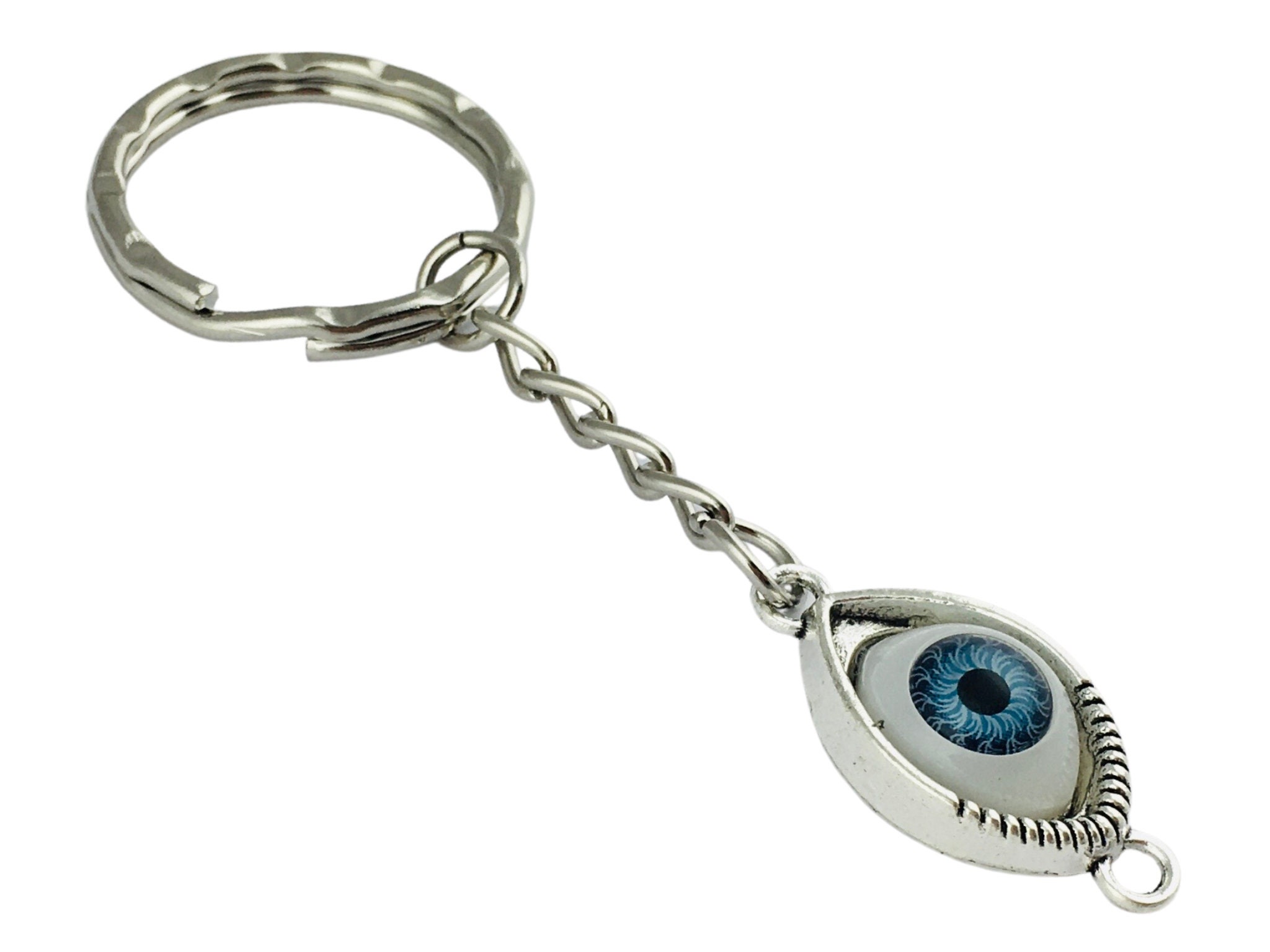 Blue Evil Eye Keychain, Eyeball Keyring, Protection Charm, Doll Eye Bag ...