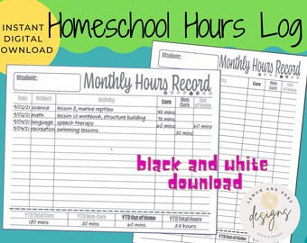 Homeschool Hours Log - Etsy