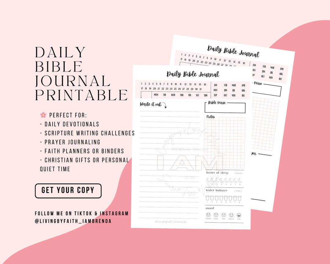 Daily Bible Journal Printable | Scripture Study PDF | Christian Planner ...