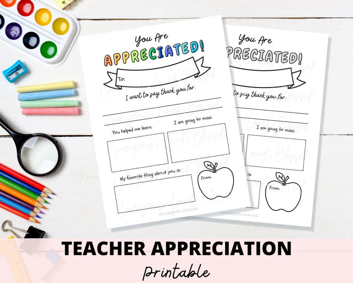 Teacher Appreciation - Printable, Worksheet, Students - Etsy