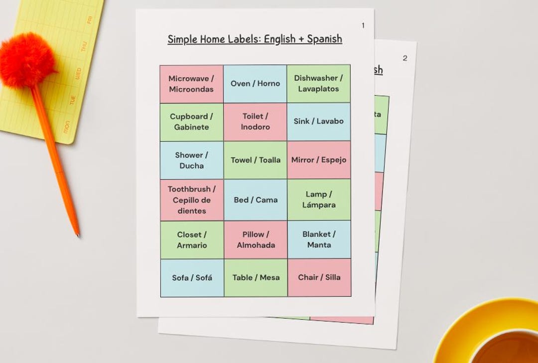 Bilingual Household Labels Printable – 36 English & Spanish Labels ...