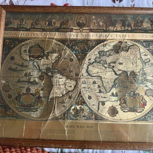 Vtg MCM Framed Gold Foil Blaeu Wall Map Willem Janszoon BEAUTIFUL! - Etsy