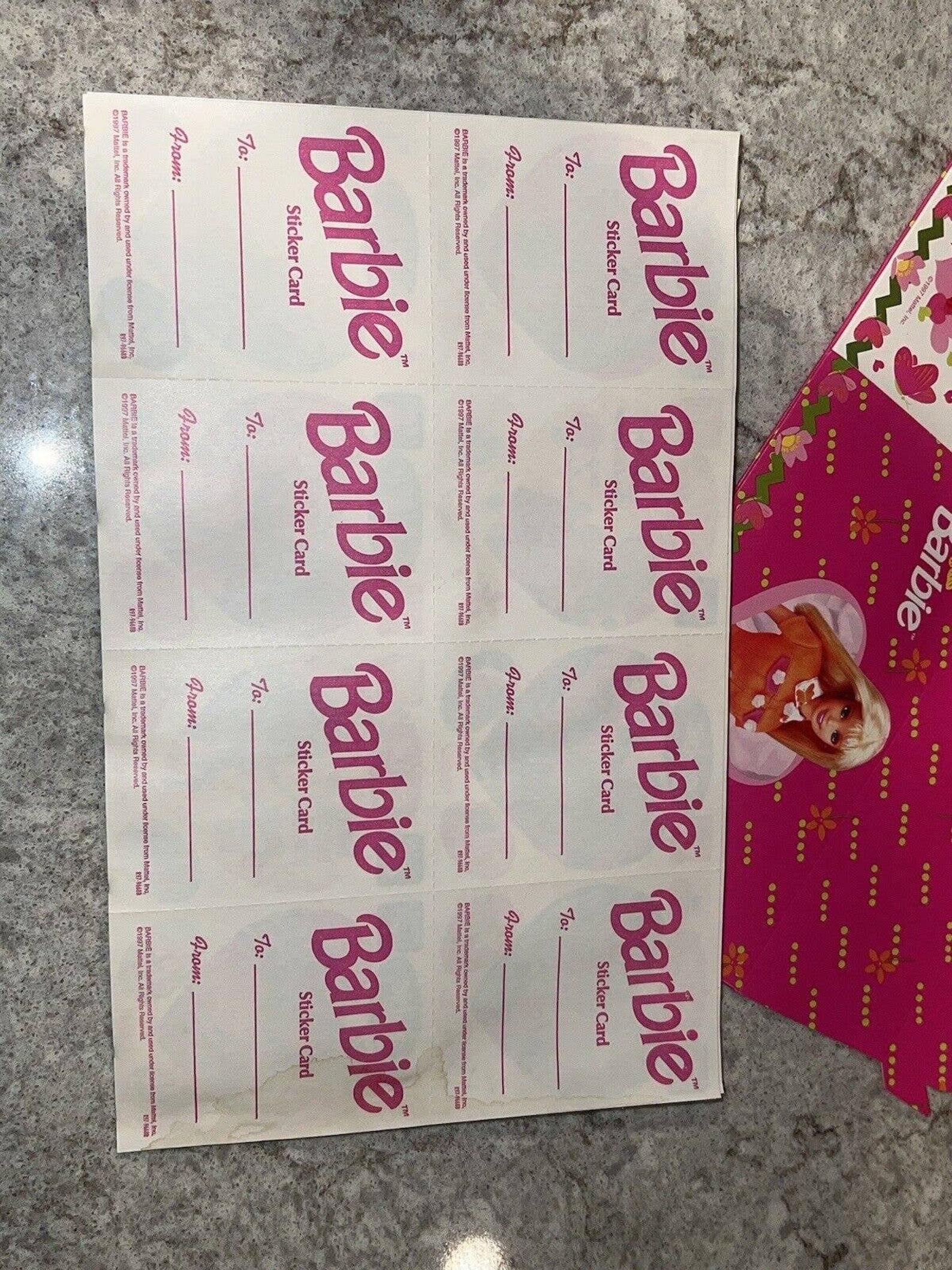 VINTAGE BARBIE Valentine Sticker Card Kit -1977-COMPLETE - Etsy