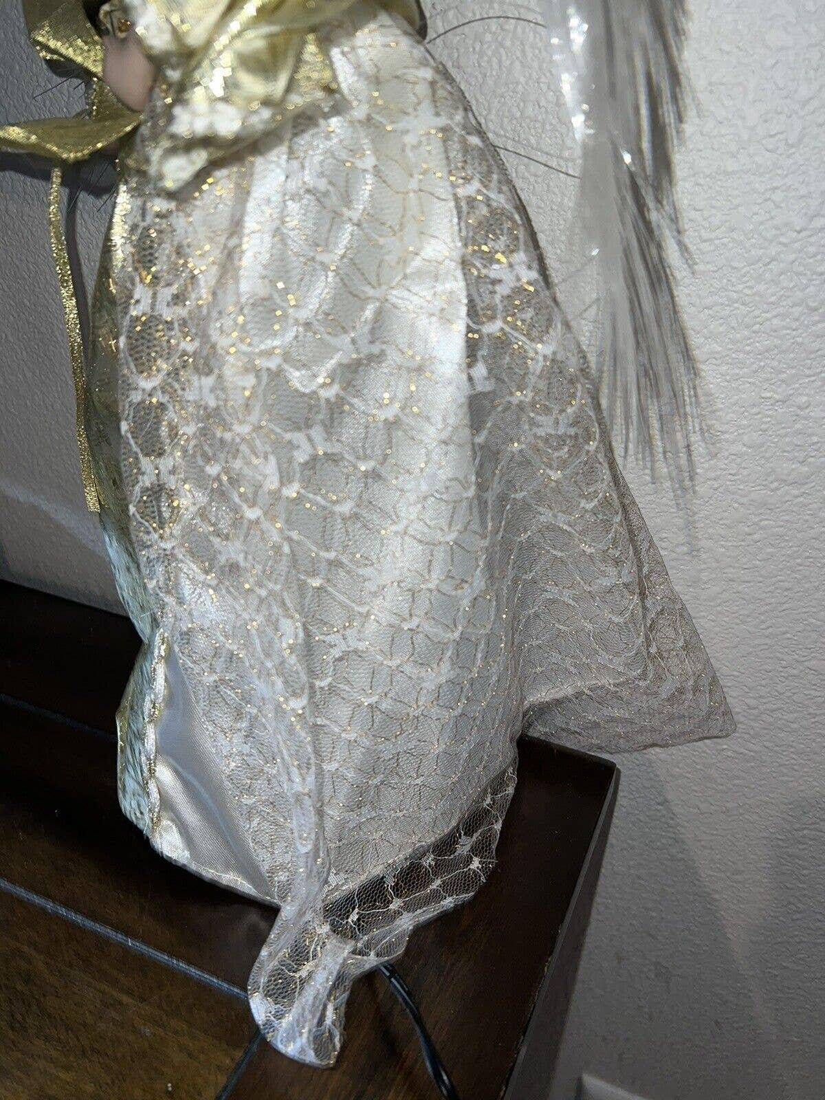 Vtg Angel Gold Dress Fiber Optic Wings Color Change Christmas Tree ...