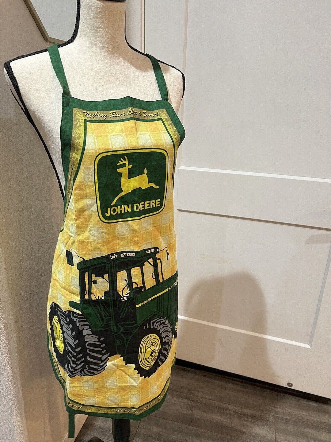 Vtg John Deere Tractor Farm Cooking Apron Yellow Plaid - Etsy