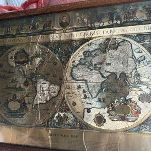 Vtg MCM Framed Gold Foil Blaeu Wall Map Willem Janszoon BEAUTIFUL! - Etsy