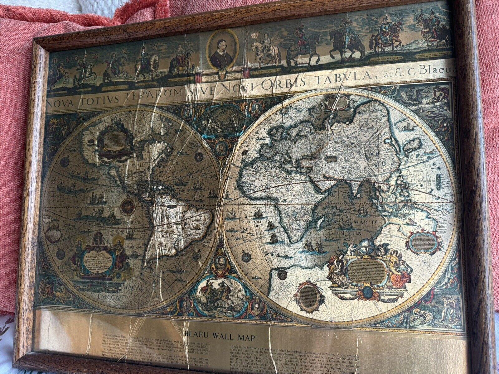 Vtg MCM Framed Gold Foil Blaeu Wall Map Willem Janszoon BEAUTIFUL! - Etsy