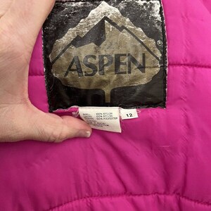 Vintage Aspen Ski Coat Jacket W/ Hood Pink Blue Orange Puff Retro Zip ...