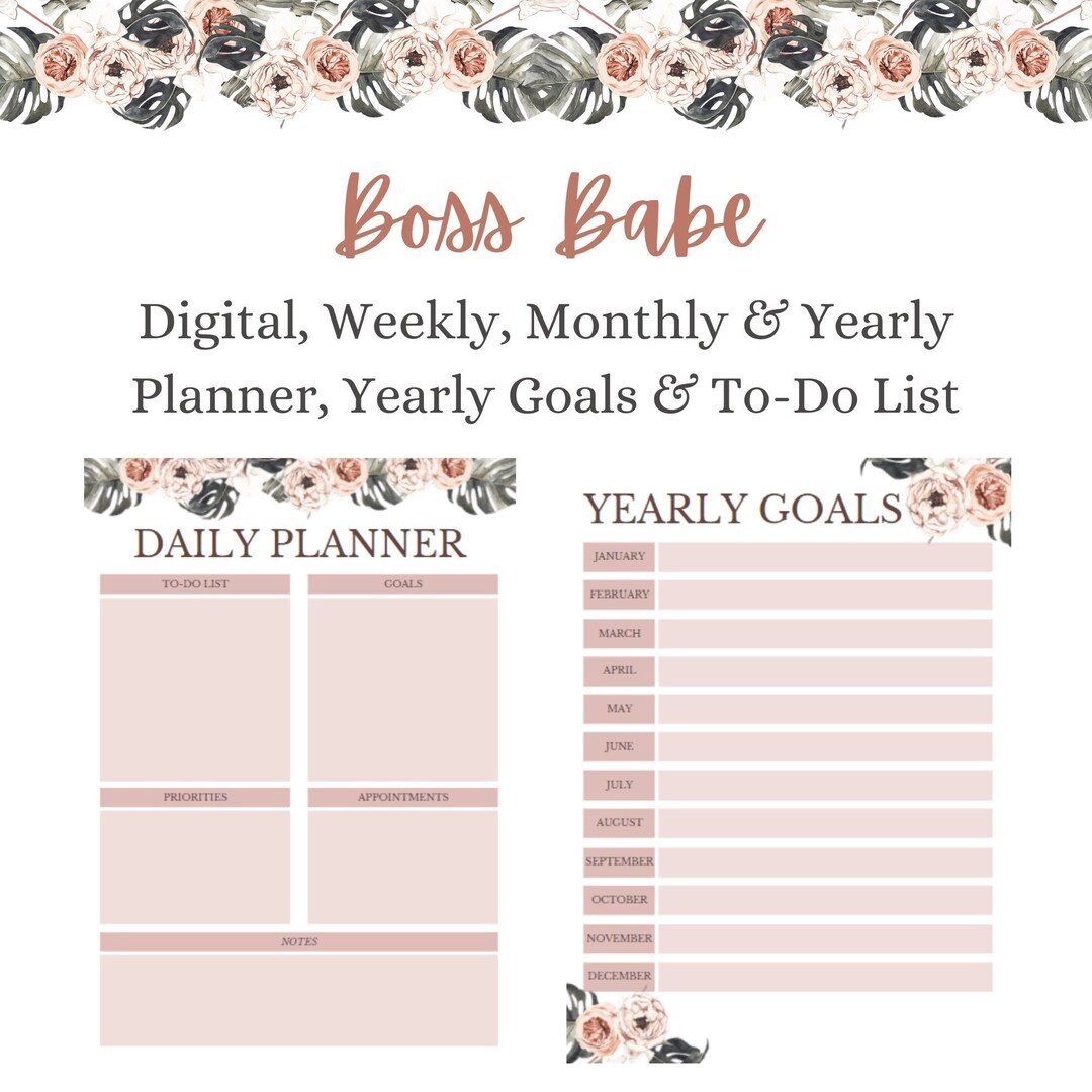 Boss Babe Digital Daily Weekly Monthly Planner | Digital Planner ...