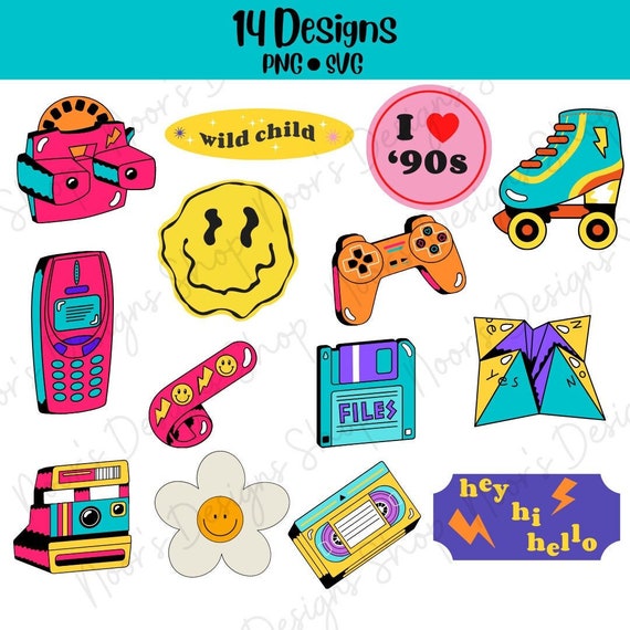 Retro Bundle SVG/PNG Cut File 90's PNG File Retro | Etsy