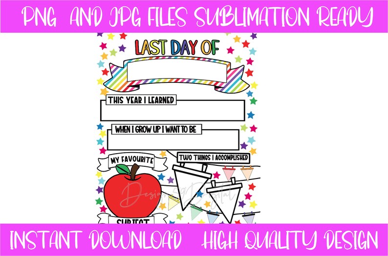 First & Last Day School Sign Template: Sublimation PNG (digital ...