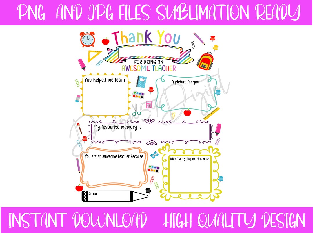 Thank You for Being A Great Teacher Personalized Printable Note, Thank ...