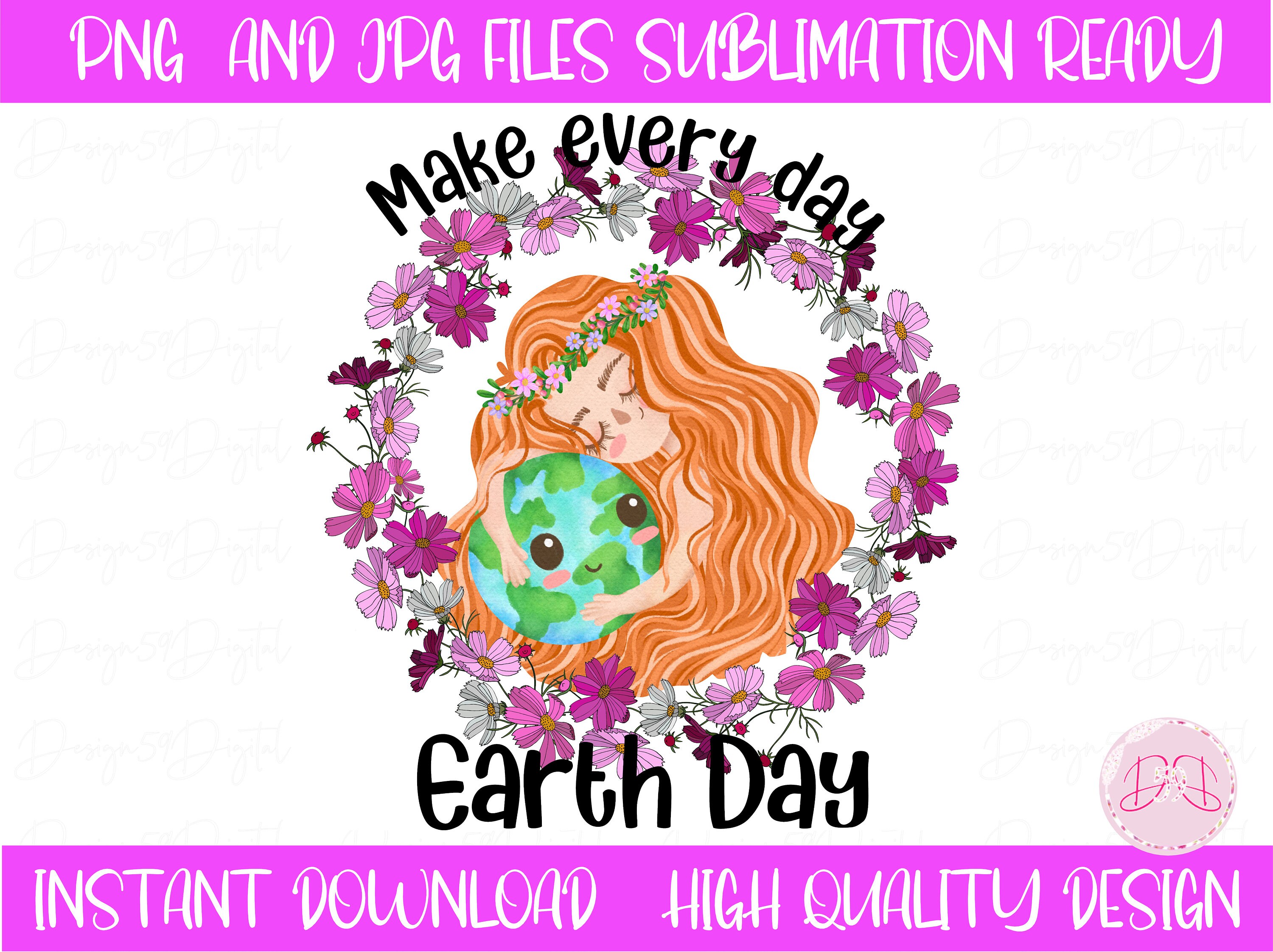 Earth Day Girl Sublimation PNG - Etsy