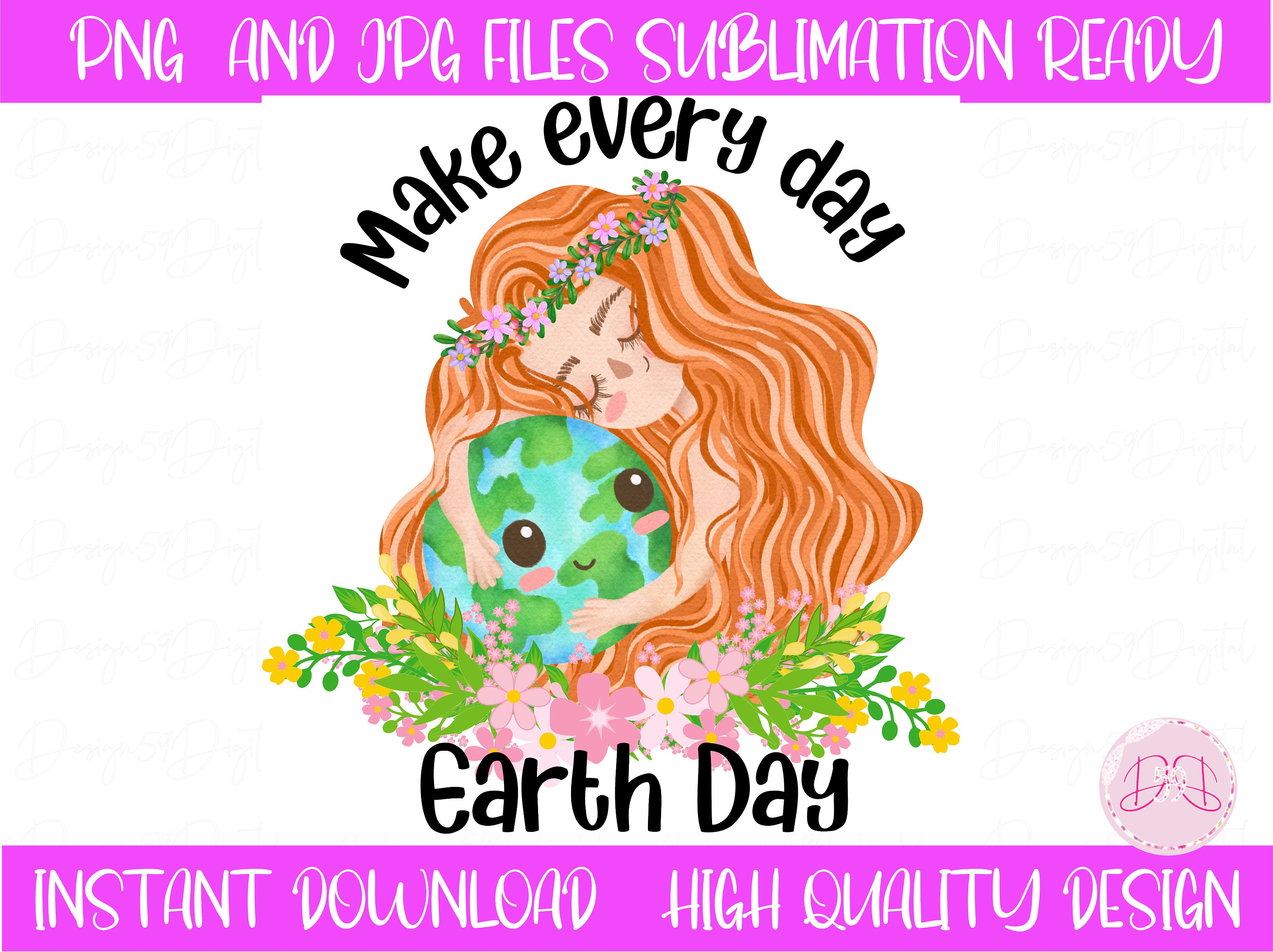 Earth Day Girl Sublimation PNG - Etsy
