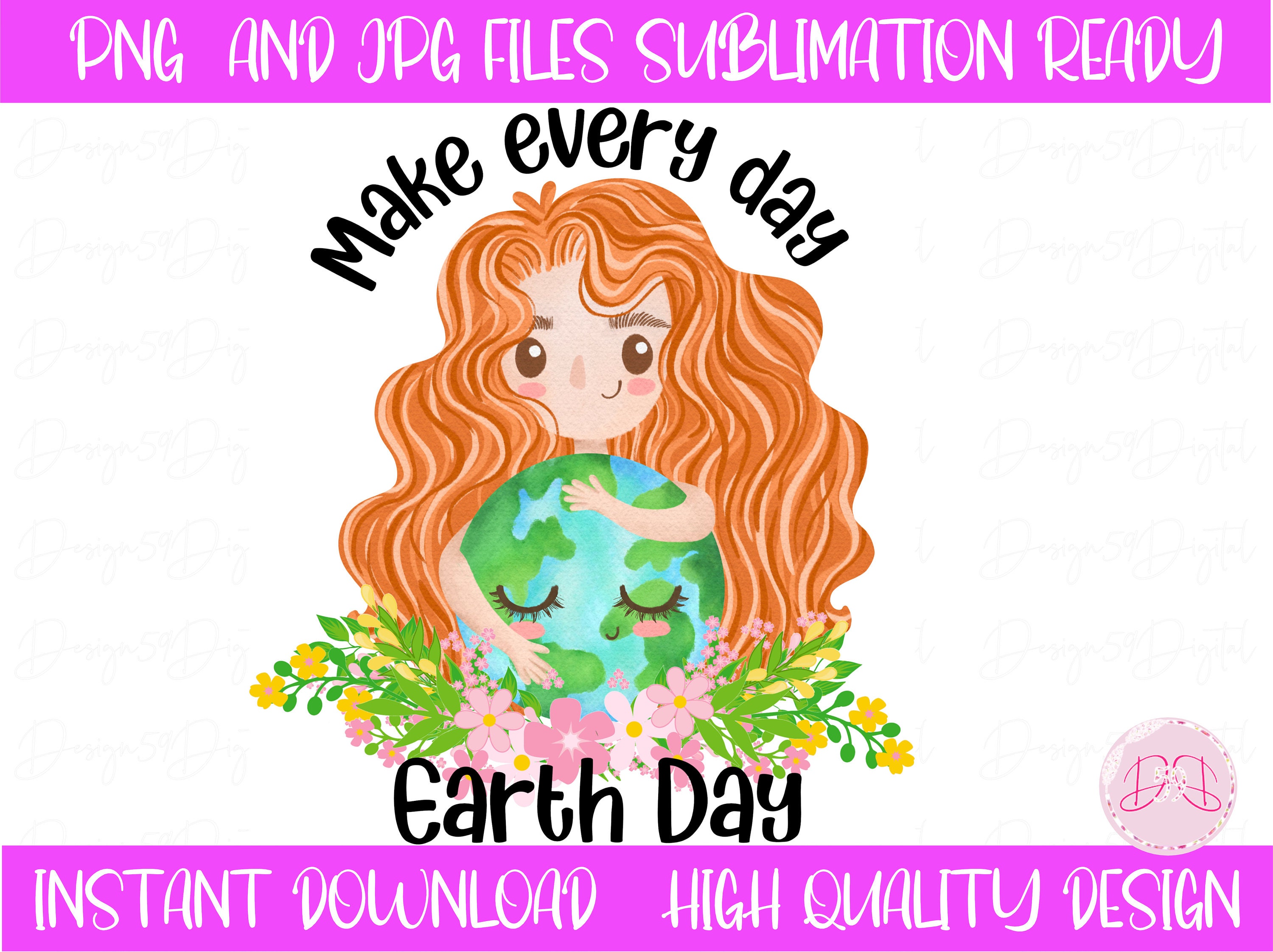 Earth Day Girl Sublimation PNG - Etsy