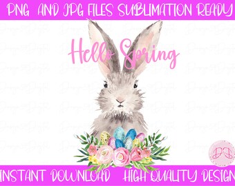 Hello Spring Bunny PNG Clipart Commercial Use Instant Digital Download ...